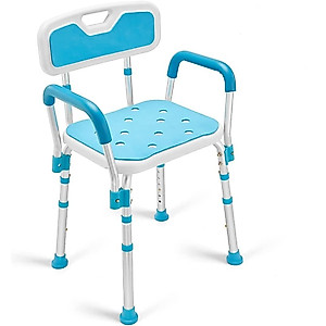 Health Line Massage Products Shower Chair with Back for Seniors, Bathtub Seat with Removable Arms for Handicap, Disabled & Elderly - Adjustable Shower Bench for Tubs (FSA or HSA Eligible)