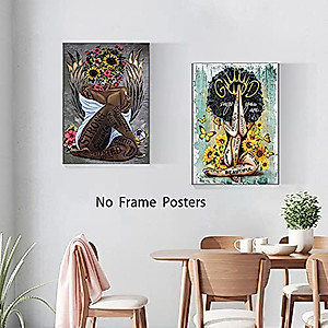 African American King And Queen Wall Art Decor Afro Women Portrait Abstract Canvas Paintings Pictures Prints Bathroom Artwork Posters For men Wall Bedroom Decor For Couples Living Room (No Frame Black Woman, 16x24in(40x60cm))