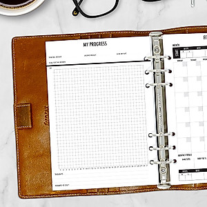 A5 Fitness Calendar Refill Insert, 5.83″ x 8.27″, Fits 6-Rings Binders - Filofax, LV GM, Moterm, Choice of Quantity