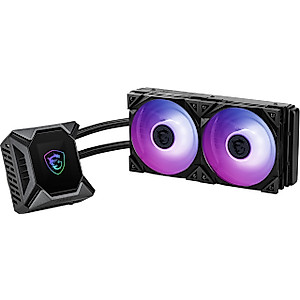 MSI MPG CORELIQUID K240 V2 AIO CPU Liquid Cooler - LCD Pump with 60mm Fan, 2 x 120mm ARGB Fans, Evaporation-Proof Tubing, GI Cooling & Mystic Light Software Support - AMD & Intel Socket Compatible