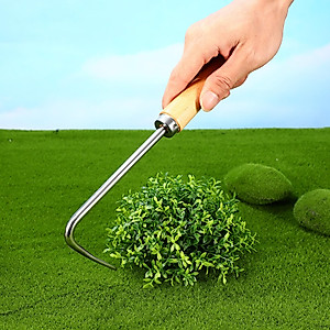 Happyyami Hand Weeding Weeder Tools Garden with Handle Edging Tool Pulling Tool Beech Handle Lawn Yard Gardening Tool Garden Hand Cultivator Hand Tiller Weeder