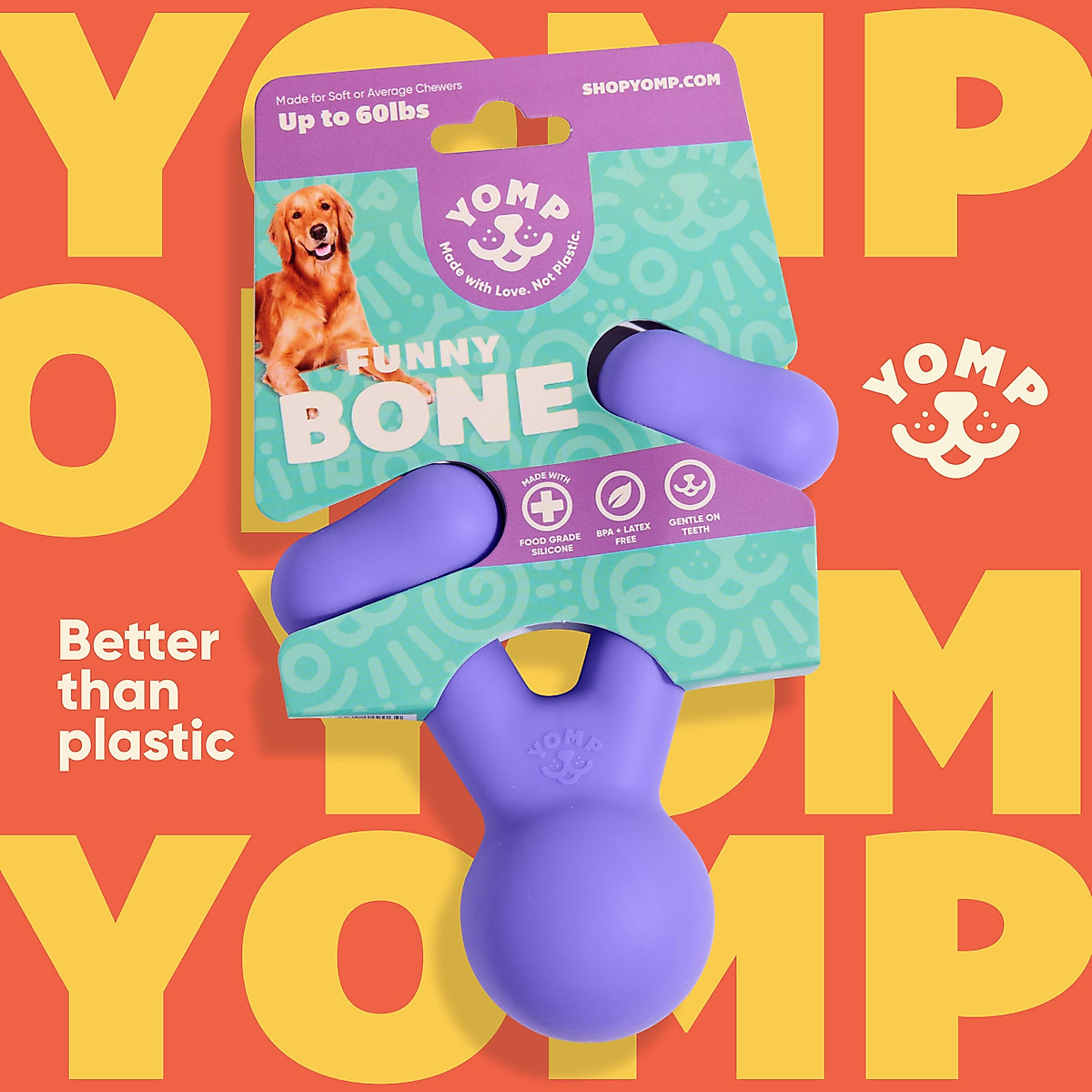 Yomp FunnyBone Wish Bone Dog Chew Toy – Interactive Teething Toy for Puppies, Soft, and Medium Chewers – Pet-Safe, Non-Toxic Silicone Chew Bone