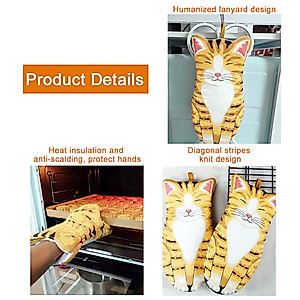 Oven Mitts,1 Pair Funny Cute Cat Paw Design Oven Mitt,Durable Cotton Blend Kitchen Heat Resistant Gloves,31x15cm,Kitchen Accessories Glove for Cooking Baking Grilling