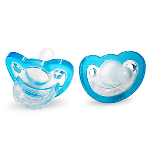 RaZbaby JollyPop Newborn Pacifier 0-3 Months - Soft, BPA-Free Silicone, USA-Made, Durable One-Piece, Dishwasher Safe, Sterilizable - Blue, Pack of 2