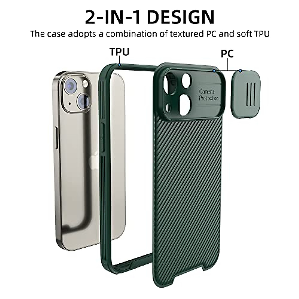 Hitaoyou iPhone 13 Mini Case Magsafe, iPhone 13 Mini Camera Protection Case [Support Magsafe Charger] with Slide Lens Cover,Slim Magnetic Case for iPhone 13 Mini 5.4" Green