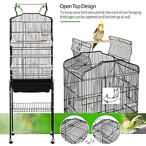 Yaheetech 64-inch Play Open Top Medium Small Bird Cage with Detachable Rolling Stand for Parrot Lovebirds Finches Canaries Parakeets Cockatiels Budgie Parrotlet Conures