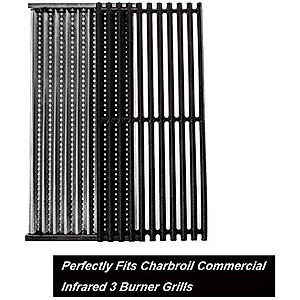 SafBbcue Cast Iron Grate and Stainless Steel Emitter Compatible with Charbroil Commercial Infrared 2 3 4 5 6 Burner Grills 463242515 466242515 463243016 463367016 466242516 463342620 463346017