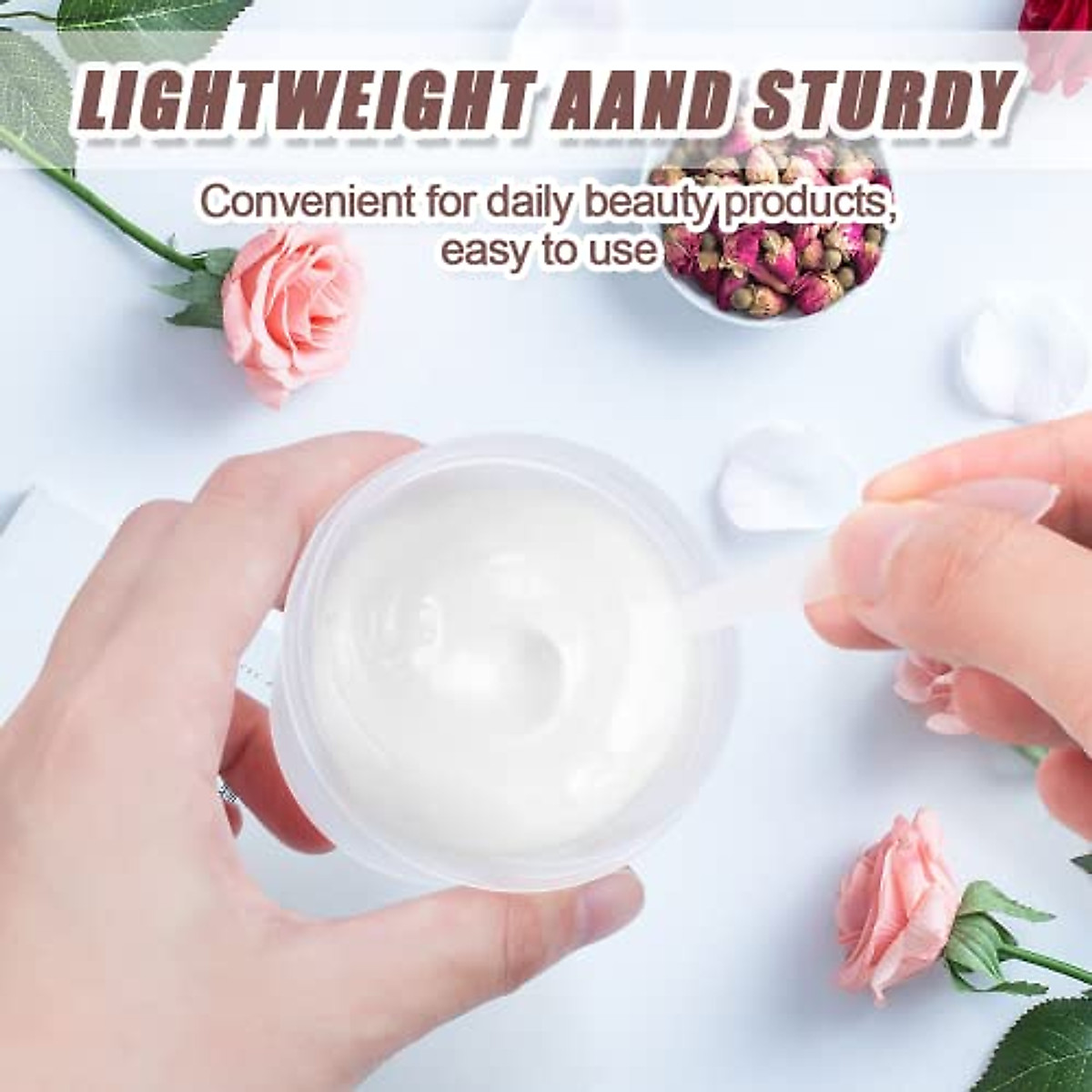 9Pcs 3.4oz/100ml Cosmetic Pot Jars,Empty Wide-Mouth Plastic Jars with Dome Lids for Facial Mask Mixing,Hair Dye,Body Butter/Lotion,Travel Storage Samples Containers-9Pcs of Spatulas Included