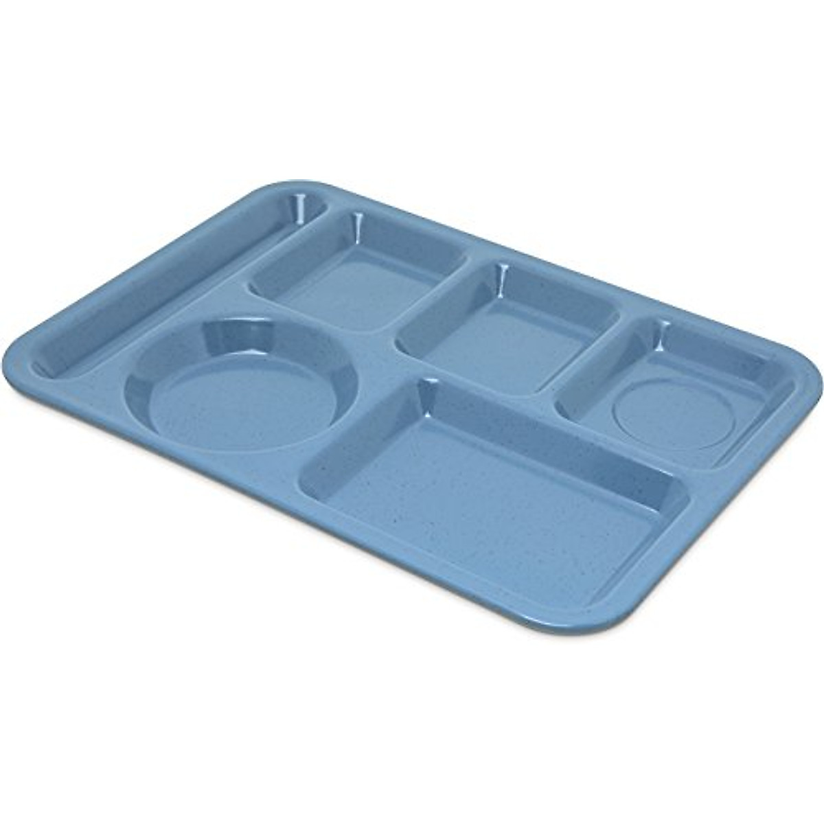 Carlisle FoodService Products Left-Hand Heavyweight 6-Compartment Melamine Tray 10" x 14" - Sandshade