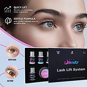 Libeauty Lash Lift Kit with New Glue Balm Lash Perm Kit Korea for Eyelash Curling and Brow Lamination Complete Tools DIY Set Easy for Beginner Use at Salon & Home (Pink)