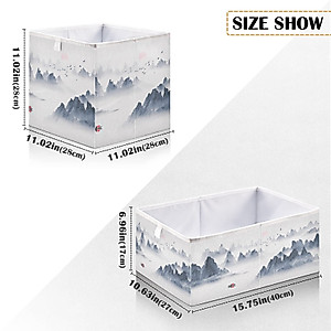 Burbuja Watercolor Mountains Storage Cubes Fabric Storage Bins Foldable Closet Organizer Basket with Handle, 11x11x11 Cube