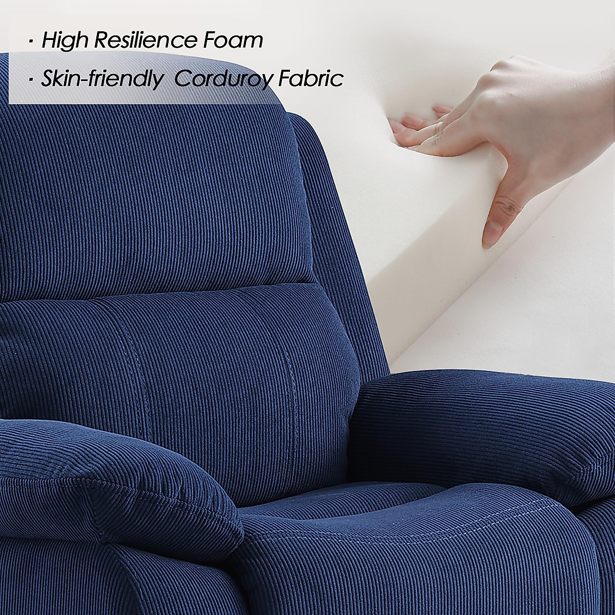 Ulax furniture Corduroy Kids Recliner Chair, Toddler Armrest Sofa Couch, Ergonomic Adjustable Lounge Sofa with Footrest, Padded Backrest, Storage Arms, Navy Recliner for Girls and Boys