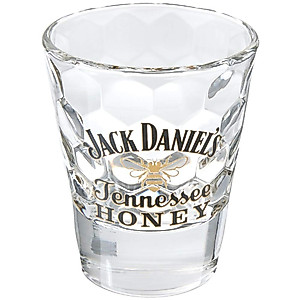 Jack Daniel's Shot Glass Bee Logo Whiskey Glass Honeycomb Faceted Glass Barware Collection Made in Italy