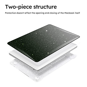 iCasso for MacBook Air 13.6 Inch Case 2022 2023 Release A2681 M2 Chip with Retina Display，Glitter Hard Shell Case for MacBook Air M2 + Keyboard Cover + Screen Protector -Glitter Black Gradient