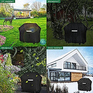 Grill Cover, BBQ Grill Cover 31 inch, Waterproof, Weather Resistant, Rip-Proof, Anti-UV, Fade Resistant, with Adjustable Velcro Strap, Gas Grill Cover for Weber, Char Broil, Nexgrill Grills and More