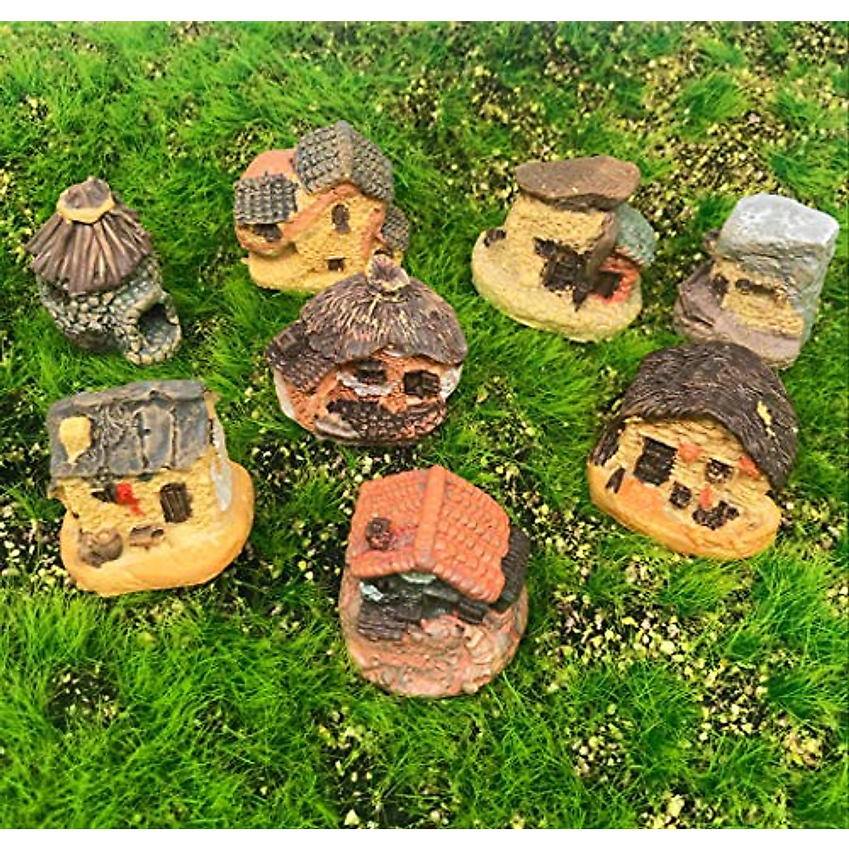 Kbraveo 12pcs Fairy Gardens Stone House and Fairy Gardens Tree,Fairy Gardens Kits Dollhouse Supplies DIY Outdoor Decorations