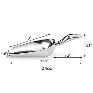 New Star Foodservice 1028539 Stainless Steel Bar Ice Flour Utility Scoop, 24-Ounce