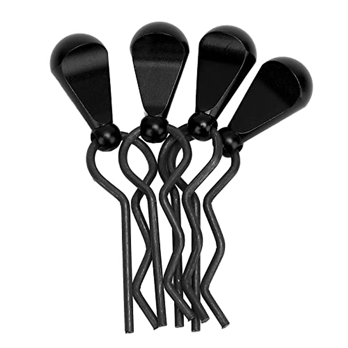 DAUERHAFT RC Car R Clips, Stainless Steel Easy Installation Durable 4Pcs RC Car Body Clip with Aluminum Alloy Handle for 1/10 RC Cars for 1/8 RC Cars(Black)