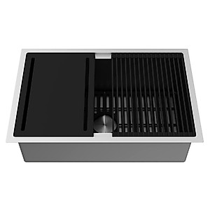 VIGO Mercer 30 inch L x 20 inch W Undermount Stainless Steel Single Bowl Kitchen Sink with Accessories - Kitchen Sink VGR3020CK1