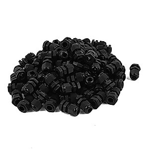uxcell PG7 Water Resistance Cable Gland Fixing Connector Joints Fastener 100 PCS Black