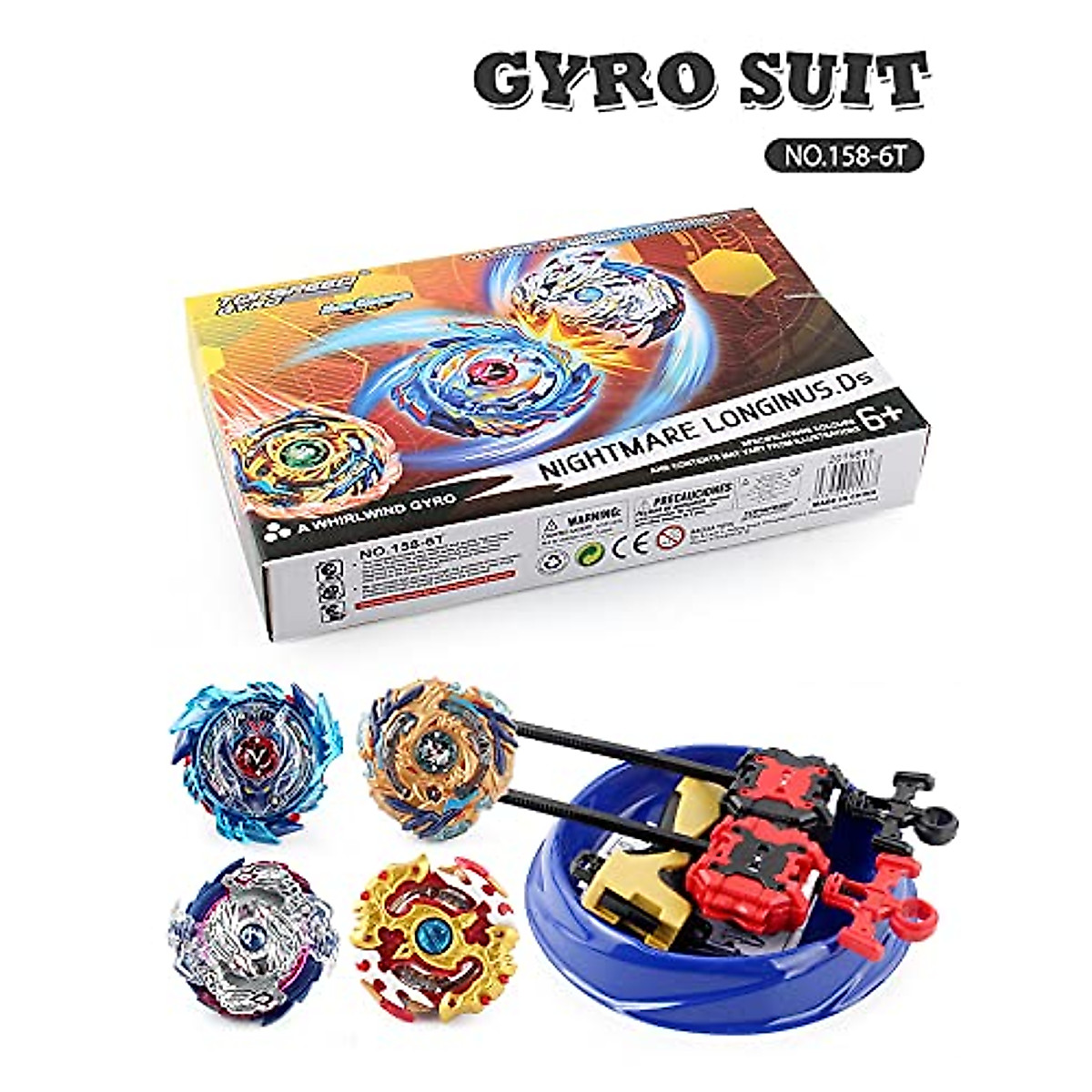 Battling Burst Game Tops Starter 4 in 1 Set (Genesis Valtryek;God Starter Drain Fafnir.8NT;Starter Nightmare Longinus. Ds;Spriggan Requiem .0.Zt)