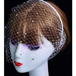 Passat Russian Tulle Birdcage Veil Hair Clip Blusher Wedding Veil Birdcage Veil Headband With Rhinestones Bridal Veil Gift Pins Ivory