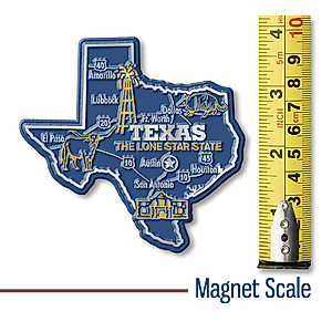 Texas Giant State Magnet by Classic Magnets, 3.9" x 3.7", Collectible Souvenirs Made in The USA