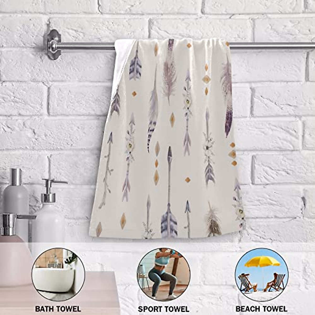 Premium Polyester Cotton Hand Towels Boho Arrows and Feathers, Highly Absorbent,Set of 2, 28.3 x 14.4in(227rh0a)