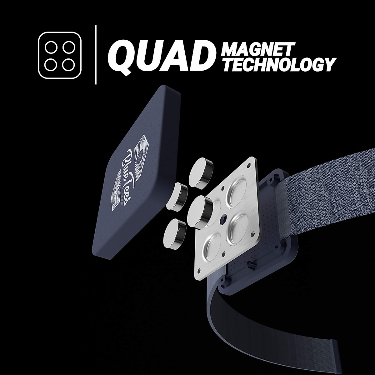 Blue Tees Golf Rangefinder Magnetic Holder Mount, Adjustable Range Finder Strap for Easy Access | Golf Accessory | Attaches to Push Cart, Golf Cart Rails