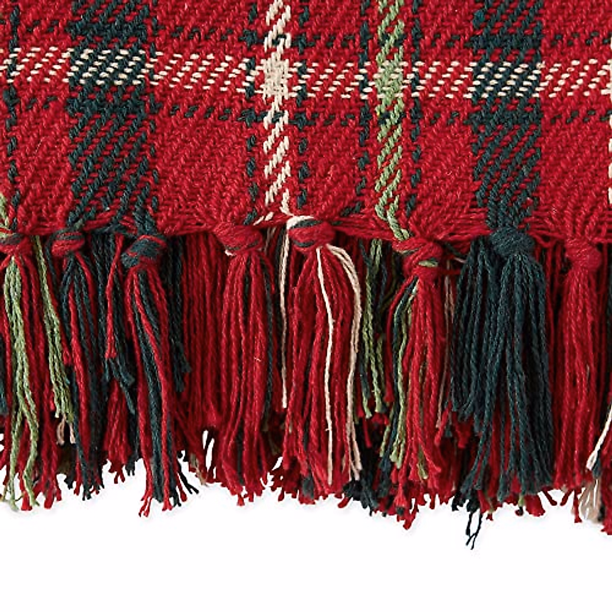 DII Christmas Plaid Décor Collection Recycled Cotton Throw Size Holiday Blankets, 50x60, Tartan Holly Red