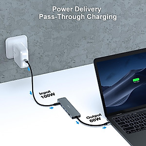 BENFEI 7in1 USB C Multiport Adapter with HDMI, SD/TF Card Reader, 3x USB 3.0, 60W Power Delivery, Compatible with iPhone 15 Pro/Max, MacBook, iPad Pro, iMac, S23, XPS17