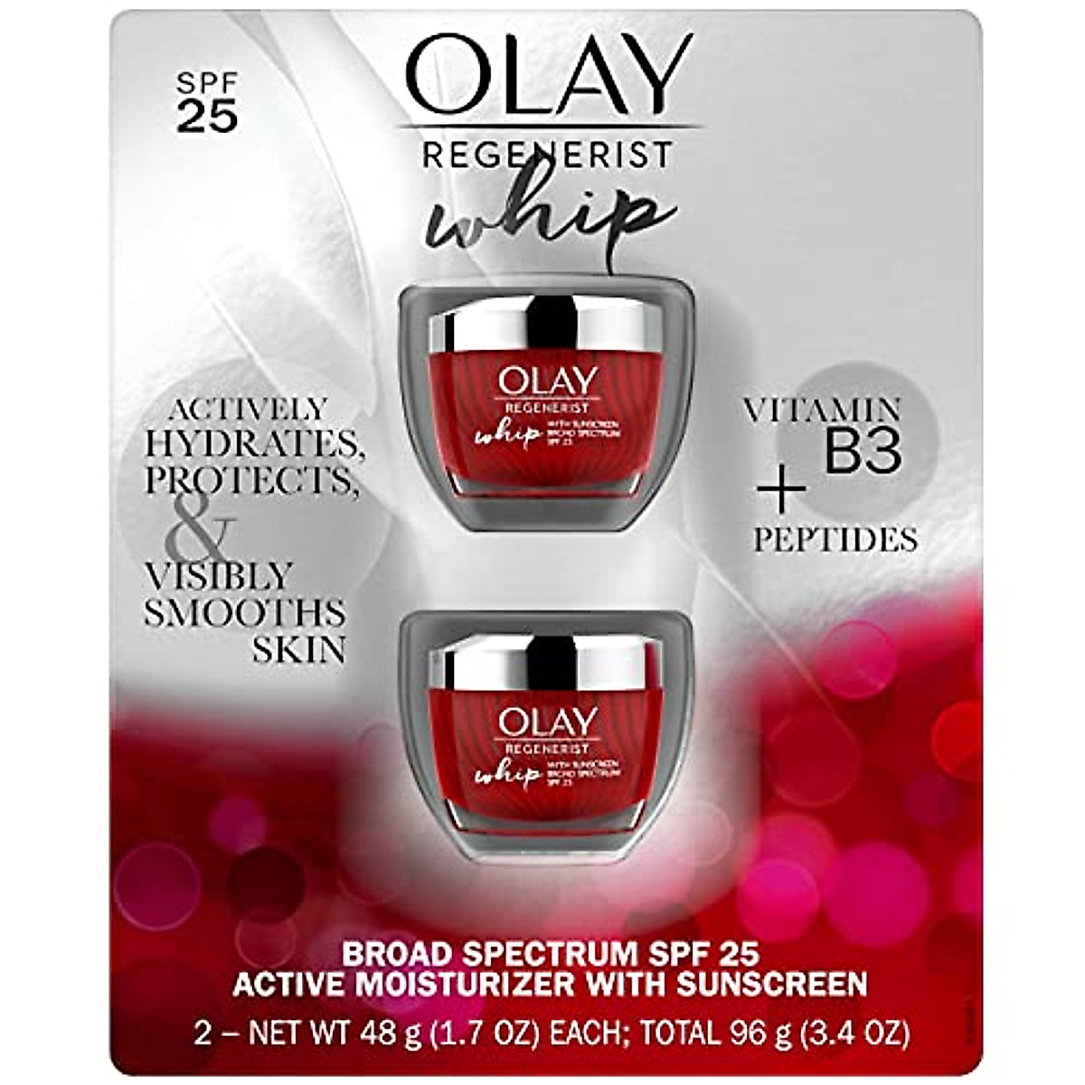 Olay Regenerist Whip Face Moisturizer, Primer and SPF 25, 1.7 Ounce (2 Pack)