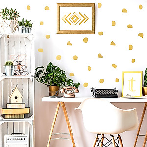 500 Pieces Irregular Polka Dots Boho Wall Decal Vinyl Nursery Wallpaper Sticker Wall Decor Peel and Stick Dot Wall Sticker for Kids Baby Girl Bedroom Home Classroom Decoration (Gold)
