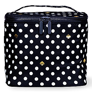 Kate Spade New York Black Insulated Lunch Tote, Small Lunch Cooler, Thermal Bag with Double Zipper Close and Carrying Handle, Polka Dots