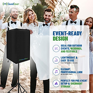 12-Inch PA/DJ Speaker Cover – Black 420D Polyester with Silver UV50 Coating – Water-Resistant, Protective Bag for Stand-Mounted Powered Speakers – Lightweight, Open-Bottom Design (Single Cover)