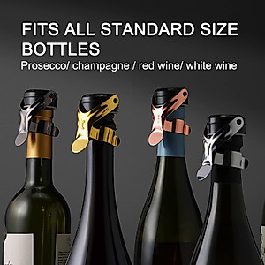 OWO Wine stoppers Stainless Steel Wine Saver Plug with Silicone Wine Saver for all Standard Bottle Necks Leak proof Keep Fresh （Gold, 2 Pack）