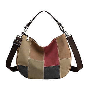Canvas Tote Bag for Women Large Hobo Bag 2 Straps Crossbody Shoulder Handbag Pocketbooks Womens Purses