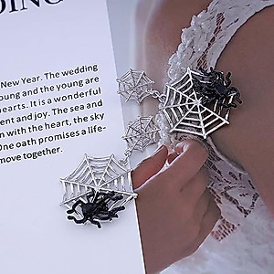 Sttiafay Gothic Spider Web Drop Earrings Black Spider Dangle Earrings Silver Spiderweb Earrings Onyx Spider Earrings Exaggerated Halloween Earrings Jewelry for Women and Girls