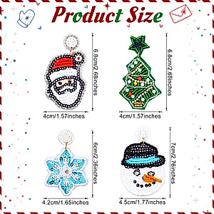 Jeyiour 4 Pair Christmas Beaded Earrings for Women Holiday Drop Dangle Earring Christmas Jewelry for Women Costume Decoration(Vivid Style)