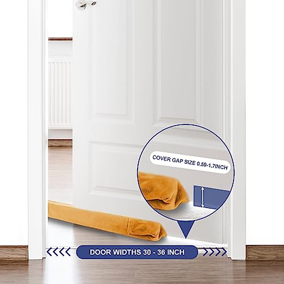 HADOR Door Draft Stopper Noise Blocker 36 Inches for Bottom of Door, Mustard Yellow Twin Triangular Under Door Draft Stopper Seal Gap Machine-Washable Air Blocker
