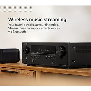 Denon AVR-S570BT 5.2 Channel AV Receiver - 8K Ultra HD Audio & Video, Enhanced Gaming Experience, Wireless Streaming via Built-in Bluetooth, (4) 8K HDMI Inputs, Supports eARC, HD Setup Assistant