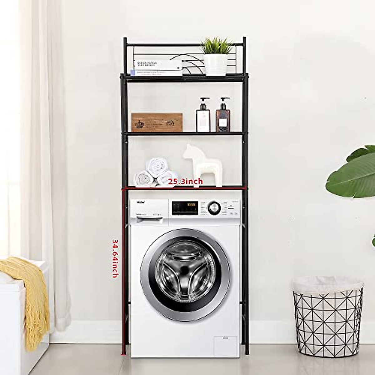 MallBoo 3 -Tier Over-The-Toilet Bathroom Spacesaver and 3 -Tier Standing Bathroom Shelves(Black)