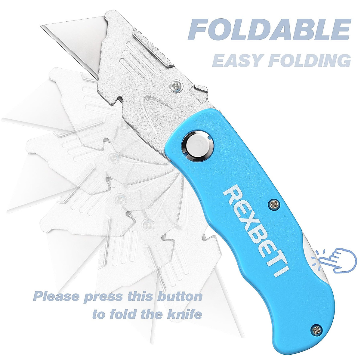 REXBETI 12 Pack Folding Utility Knife Set Quick Change Blade box cutter, Back-lock Mechanism with 20 Extra Blades, SK5 Standard Replaceable Razor Blad