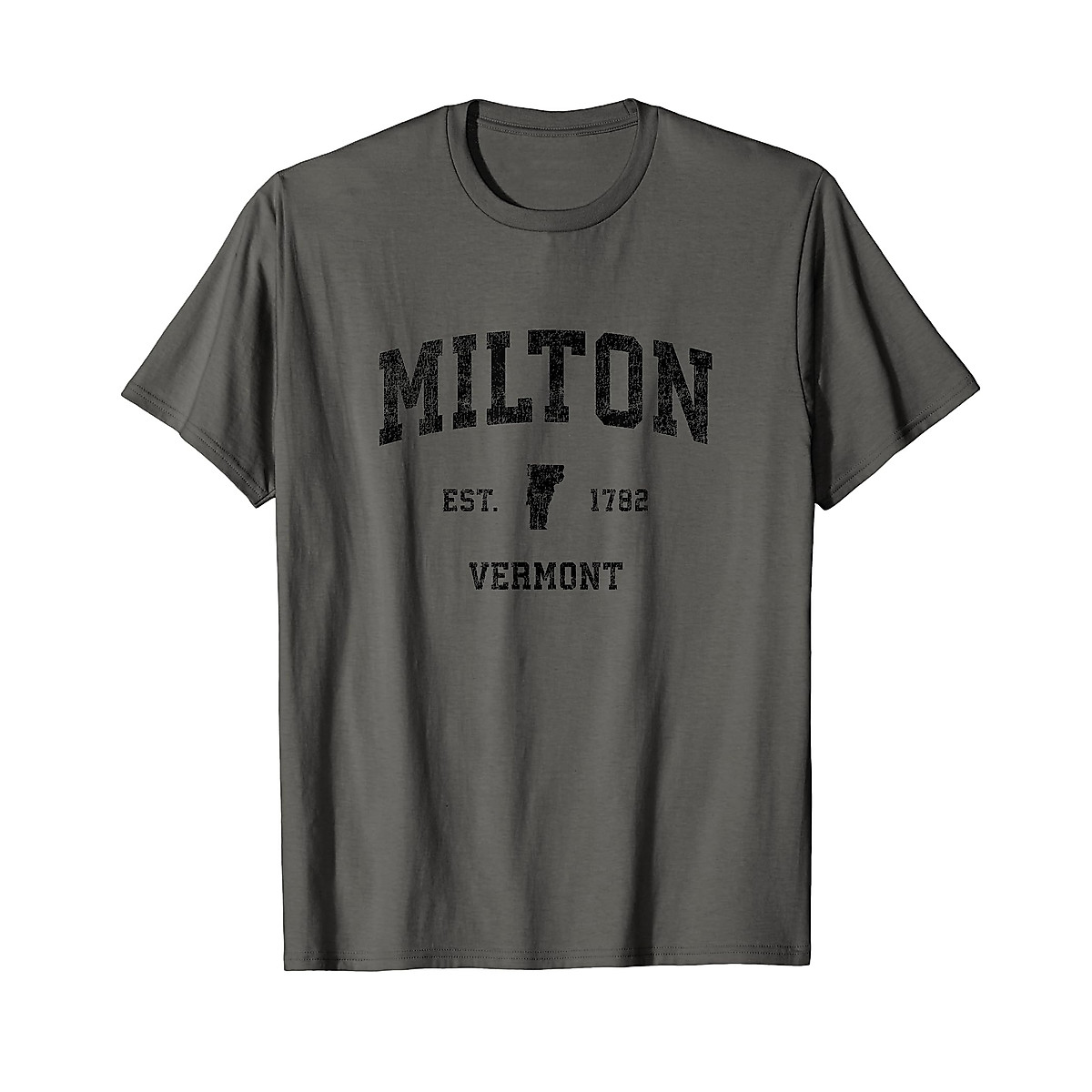 Milton Vermont VT Vintage Sports Design Black Print T-Shirt