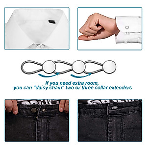 WILLBOND 24 Pieces Collar Extenders Elastic Button Extender Neck Extenders for Shirt Pants Dress Trouser Favors