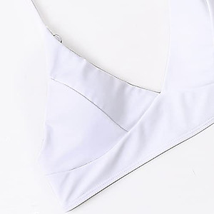 Women's Bikini Top Soild Color Push Up V Neck Bathing Suit Swimsuit Top White