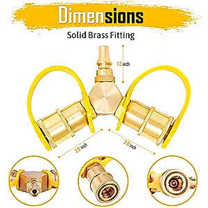 GasOne 2147 11/4 Y Splitter Trailer Propane Hose for RV Tabletop Grill, 2 Way LP Gas Adapter 1/4" Quick Connect Disconnect Kit