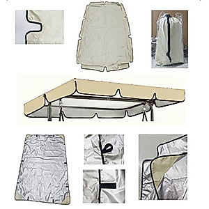 Outdoor Swing Canopy Replacement Cover & Swing Cushion Cover 3 Seater, Waterproof Garden Seater Sun Shade Porch Hammock Patio Swing Cover,Xanperex,Brown,190x132x15cm/75x52x6''…