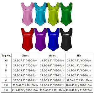 IDOPIP Women Shiny Metallic Sleeveless Leotard Spandex Dance Bodysuit Adult Gymnastics Camisole Tank Leotard Unitard Tops Team Basic Athletic Training Biketards Ballerina Dancewear Costume Pink 3XL