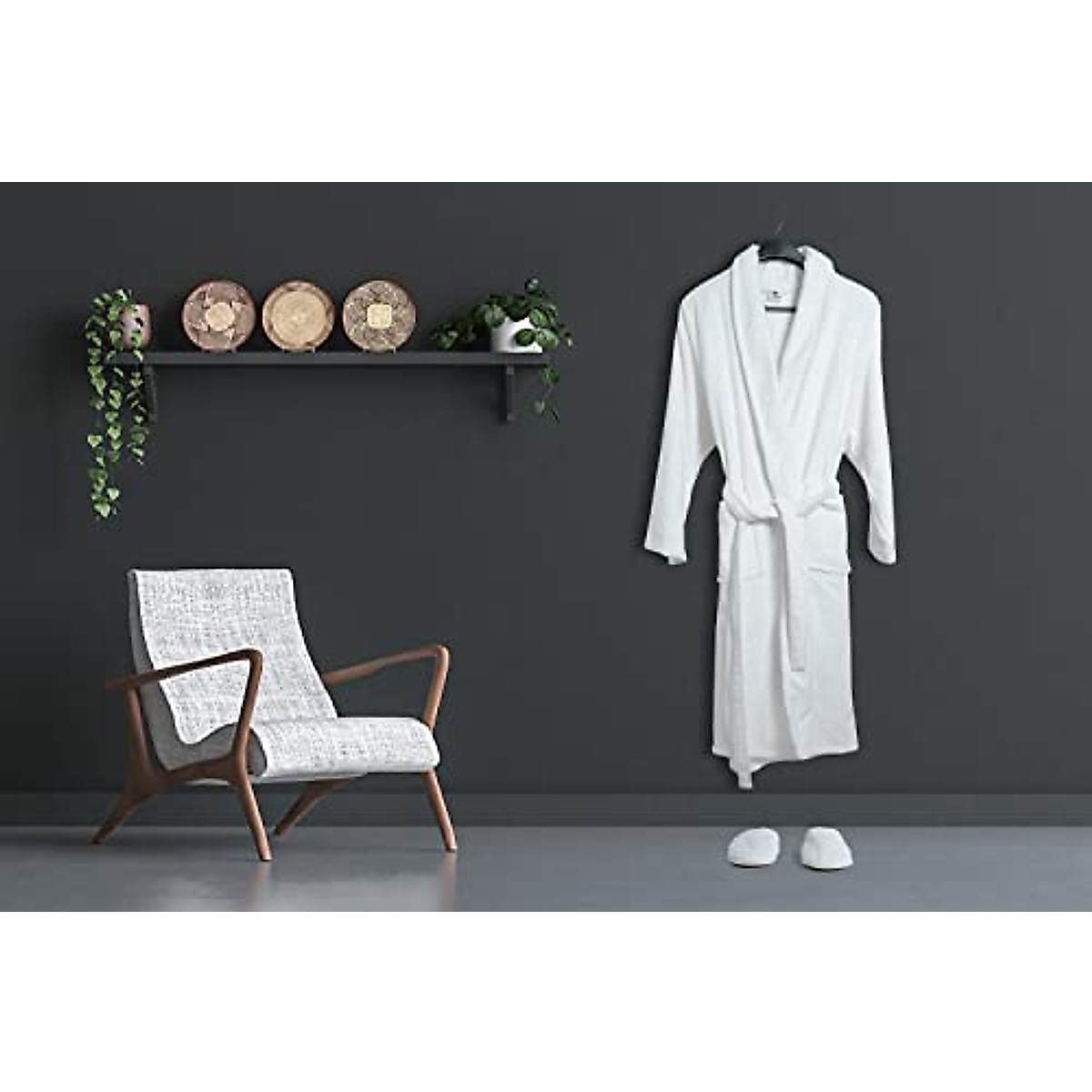 BIOLINEN Luxury Cotton Terry Shawl Bathrobe Collar Robe with Slippers Bathrobe for Men & Women 100% Combed Terry Unisex Spa Robe - Premium Quality Bathrobe